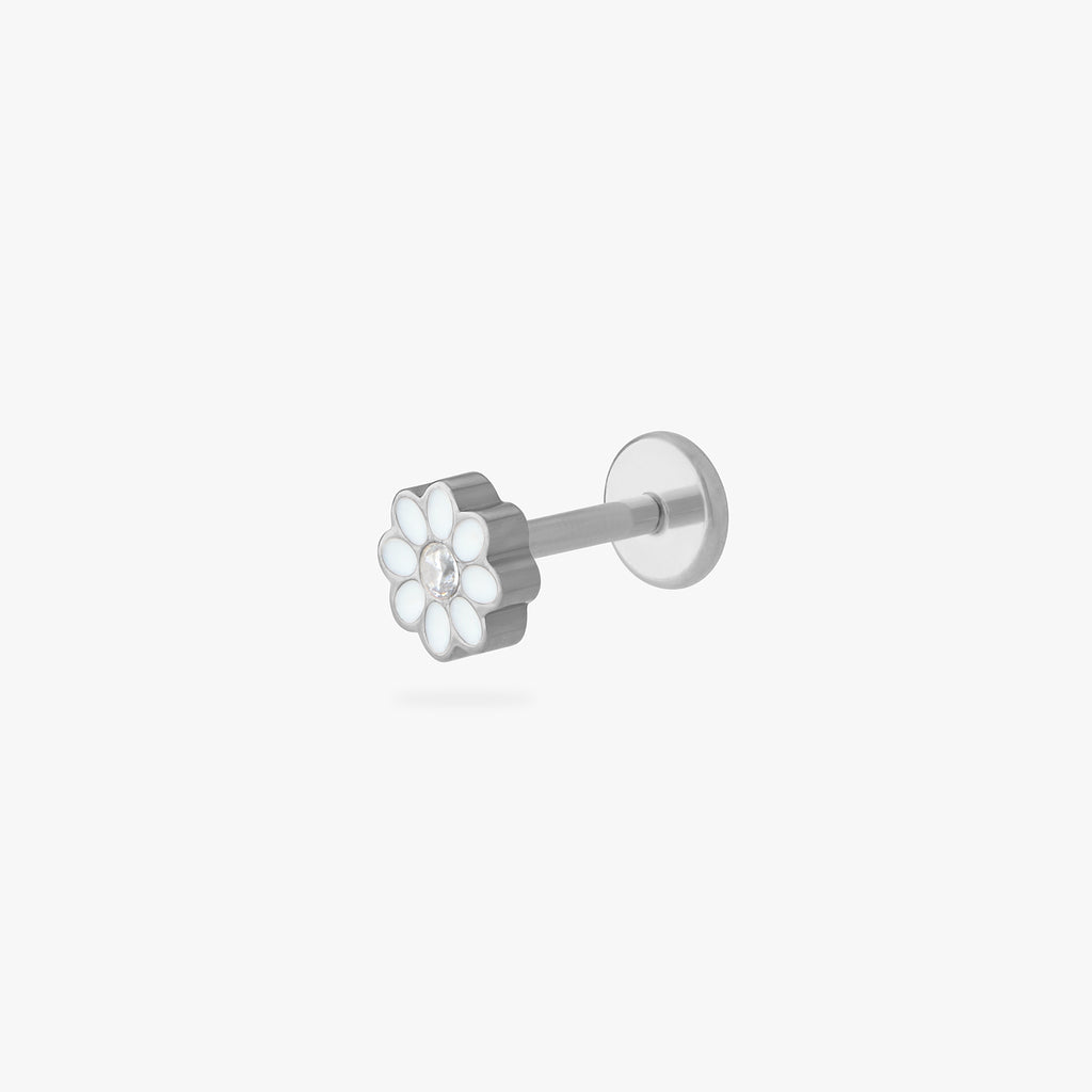 Titanium Enamel Daisy Flatback – Studs